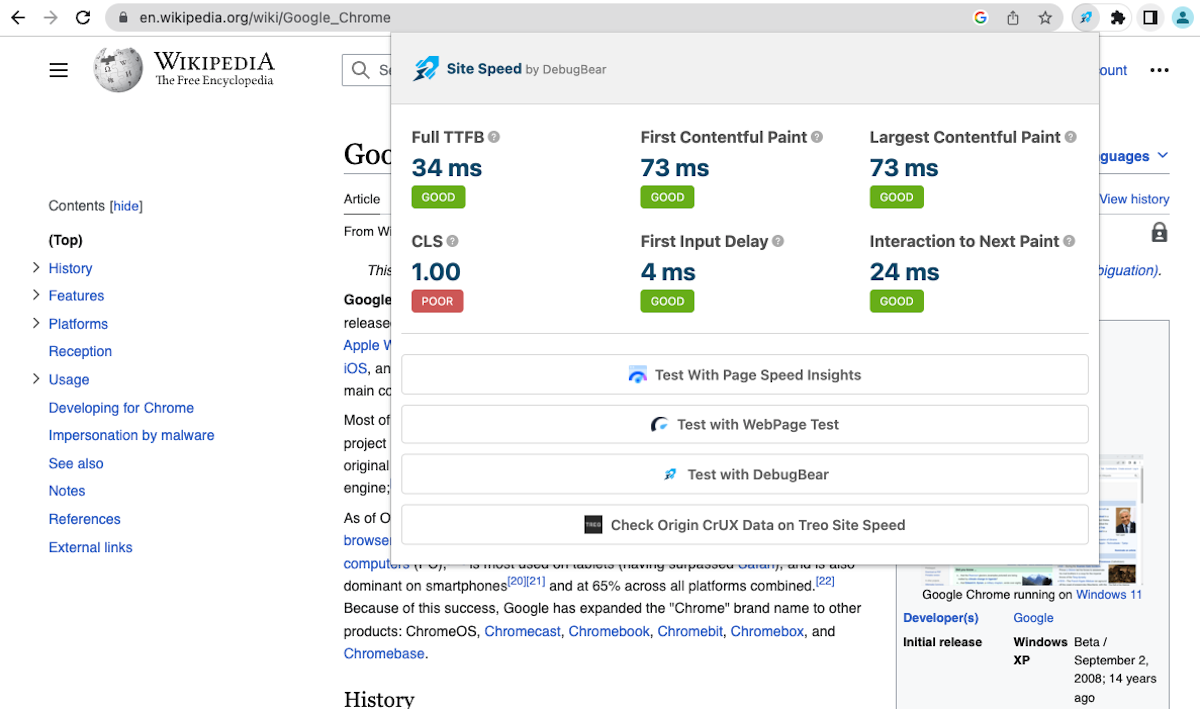 Site Speed Chrome Extension | DebugBear