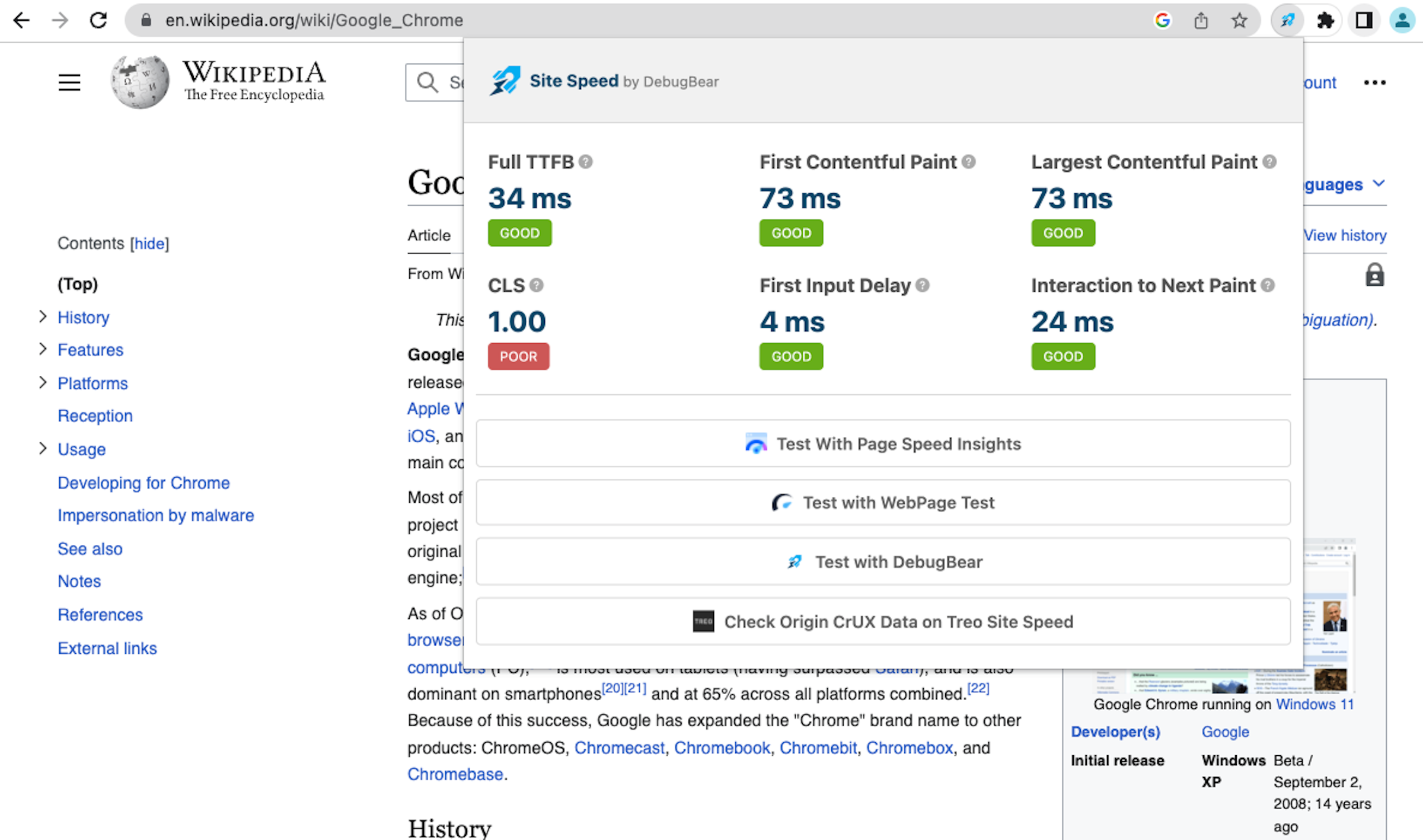 Site Speed Chrome Extension | DebugBear